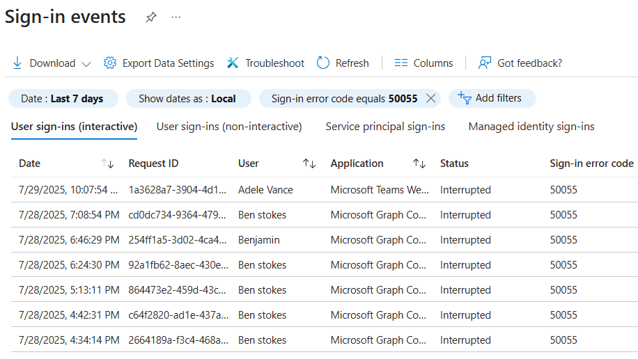 Fix Sign-in Error Code AADSTS50055